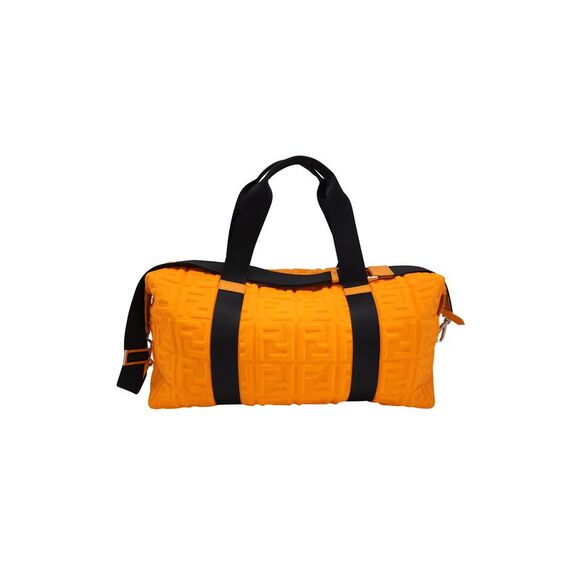 Fendi | Bags | Fendi Allover Embossed Logo Duffle Bag In Orange Nylon ...